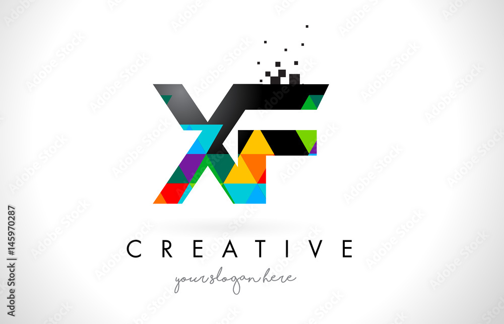 XF X F Letter Logo with Colorful Triangles Texture Design Vector. Stock ...
