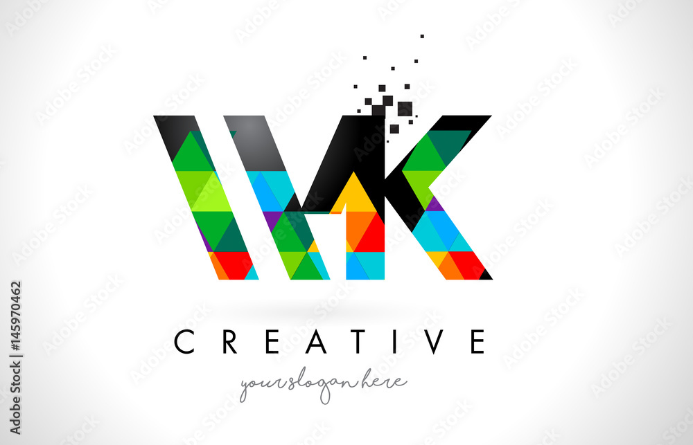 WK W K Letter Logo with Colorful Triangles Texture Design Vector. Stock ...