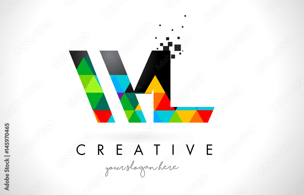 WL W L Letter Logo with Colorful Triangles Texture Design Vector. Stock ...