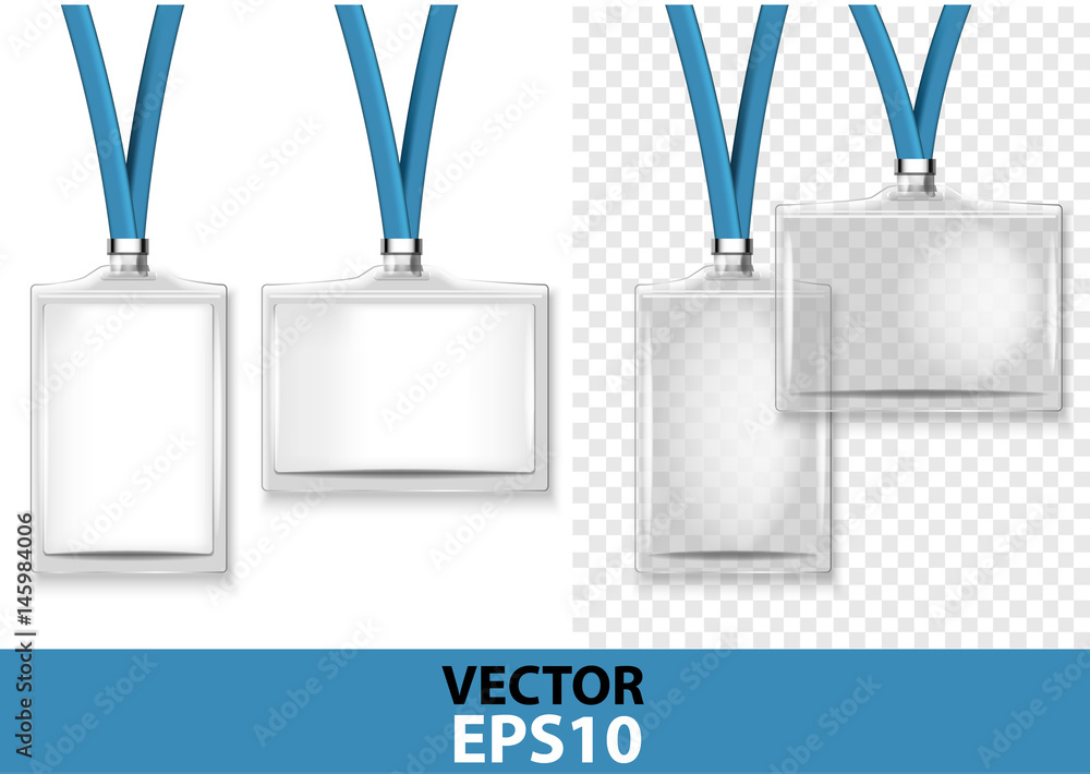 Two badges identification on white Background and two without ...