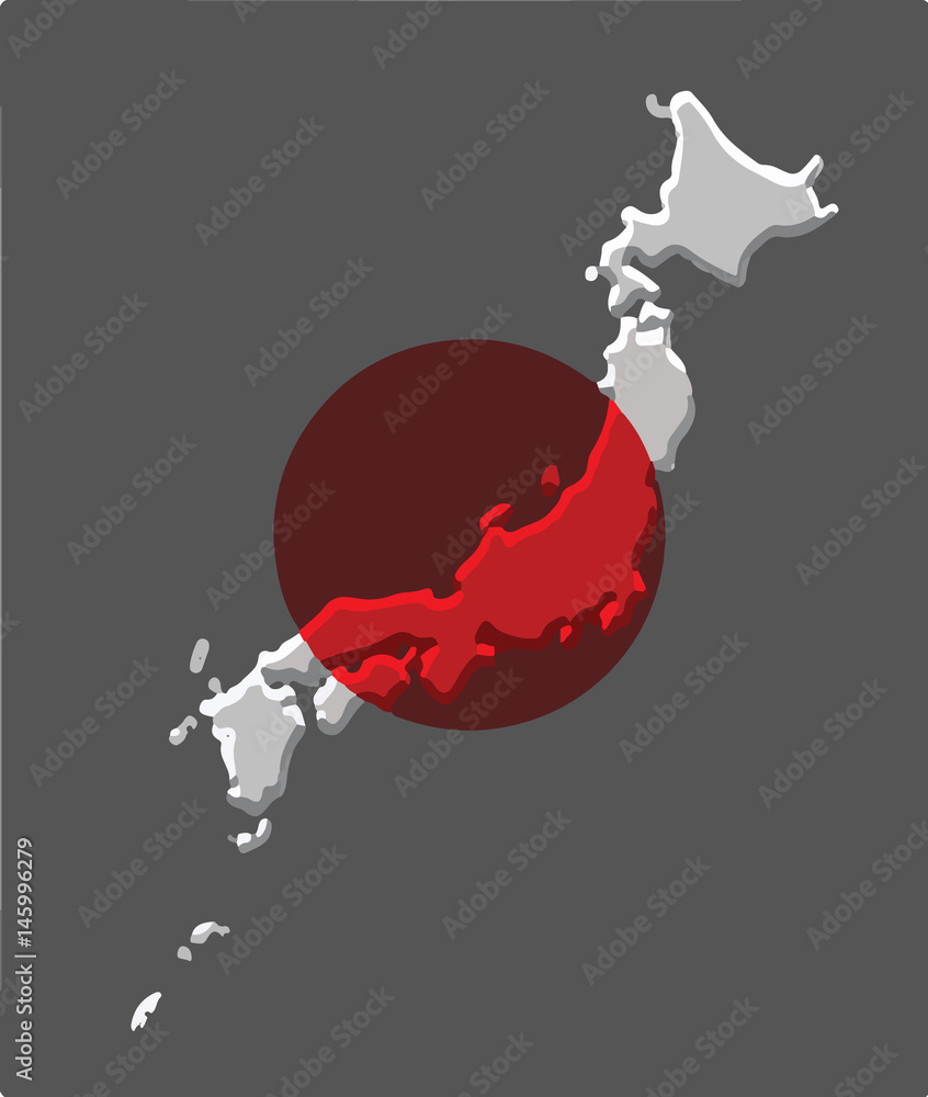 Japan map vector with the japanese flag on grey background Stock Vector ...