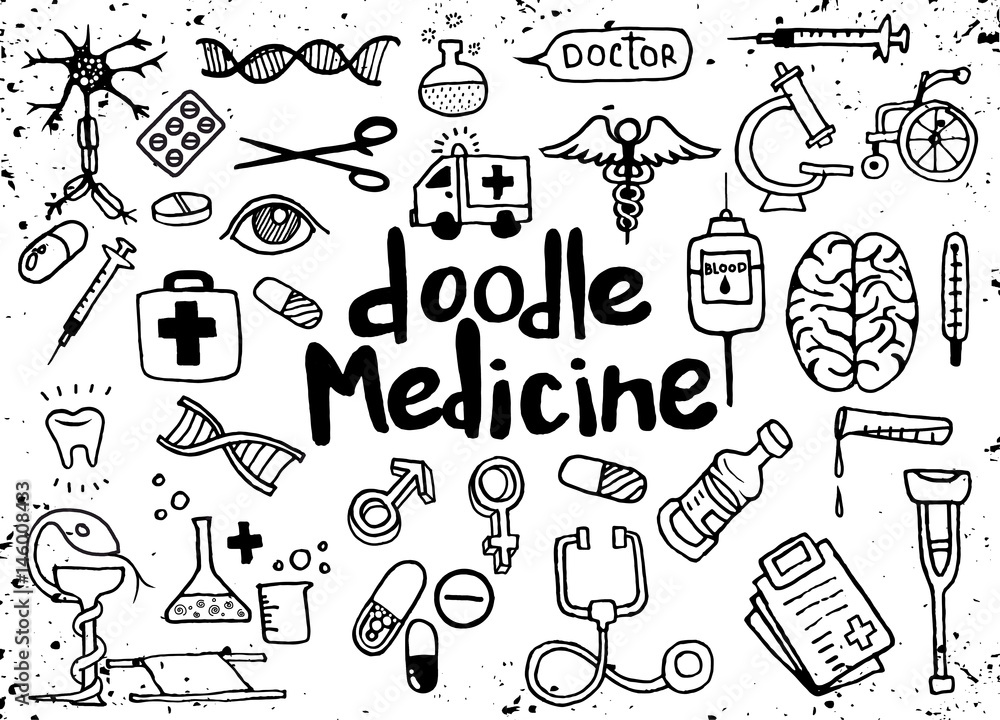 Health care and medicine doodle background. Vector illustration Stock ...