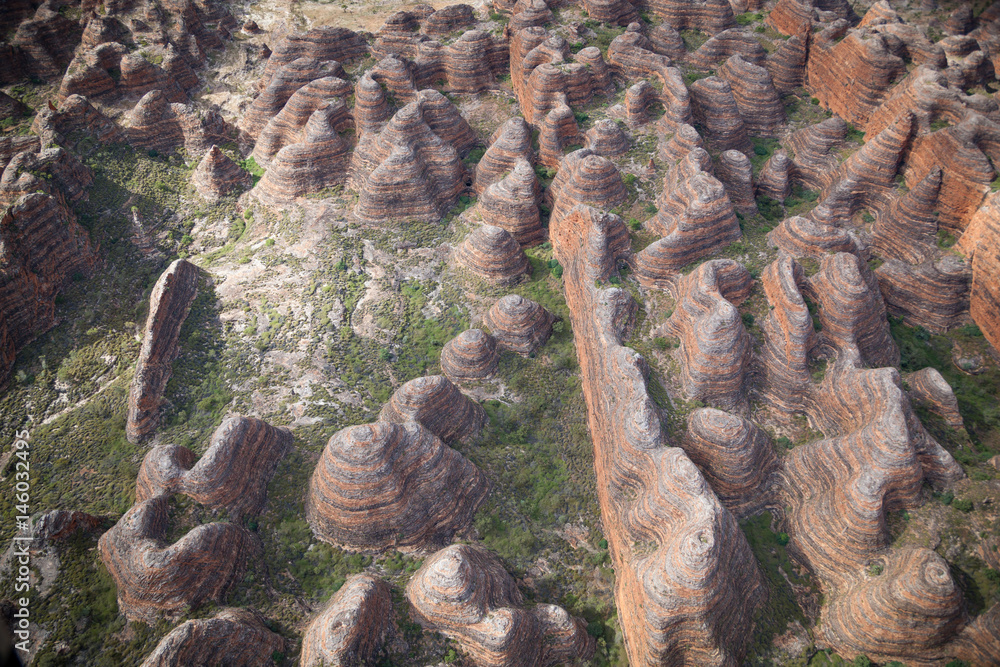 Vertical view of the beehive domes in the Bungle Bungle Range in the ...