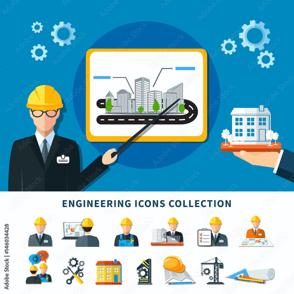 Engineering Pictograms Collection Background Stock Vector | Adobe Stock
