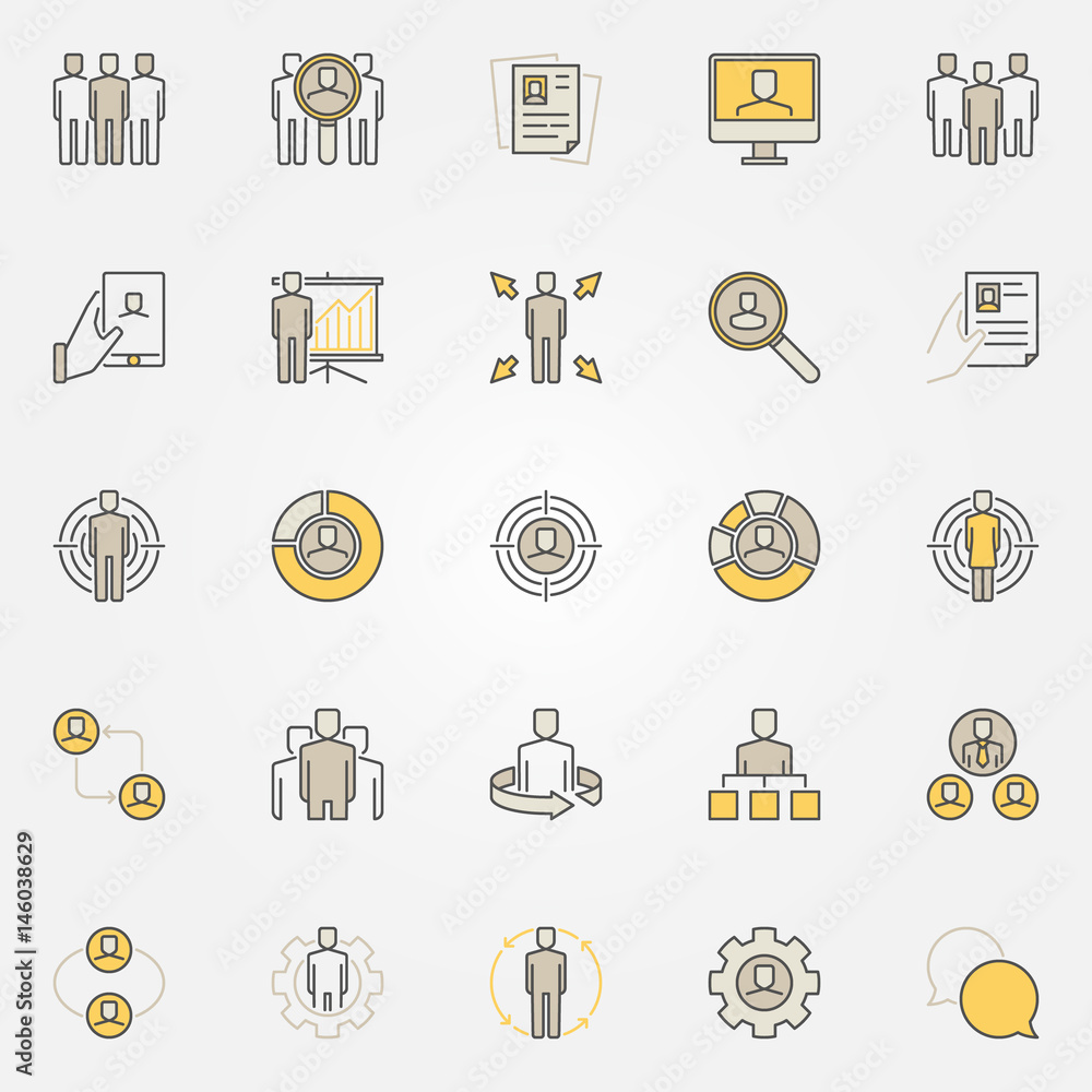 Colorful human resources icons Stock Vector | Adobe Stock