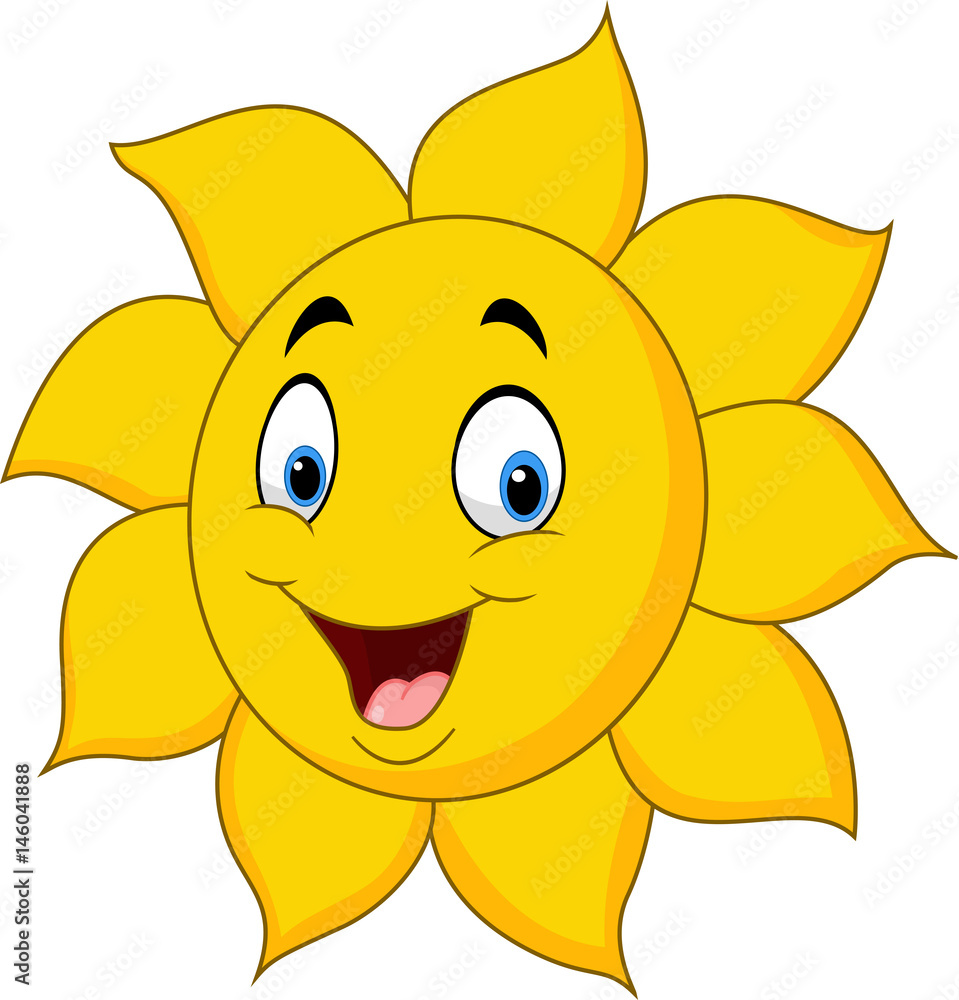 Cartoon sun isolated on white background Stock Vector | Adobe Stock