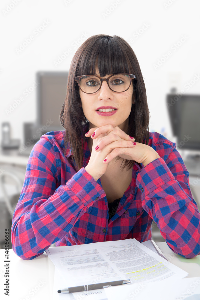 portrait of a secretary woman in office Stock Photo | Adobe Stock