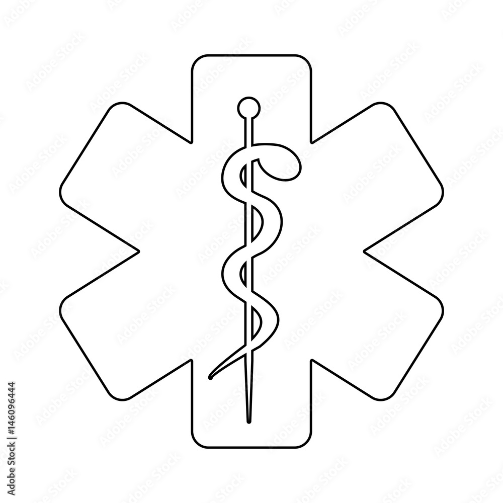 silhouette with health symbol with star of life vector illustration ...