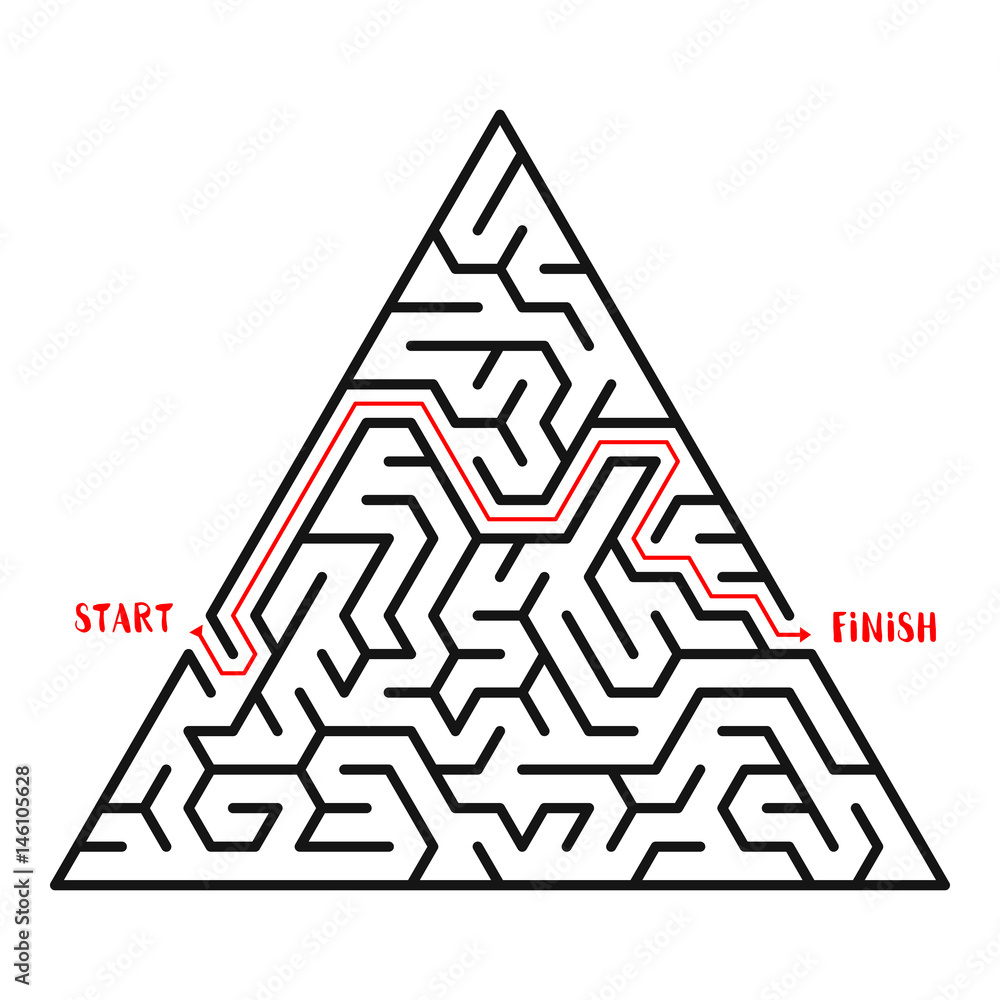 Triangular Maze Game background. Labyrinth with entry and exit. Vector Illustration. Stock ...