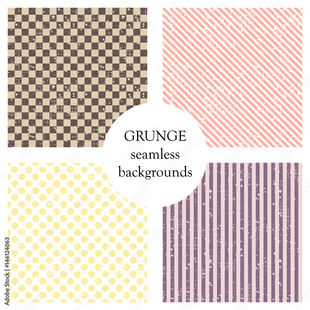 Set of seamless vector patterns. Geometric backgrounds with dots ...