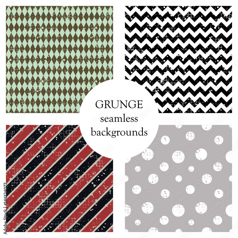 Set of seamless vector patterns. Geometric backgrounds with circles ...