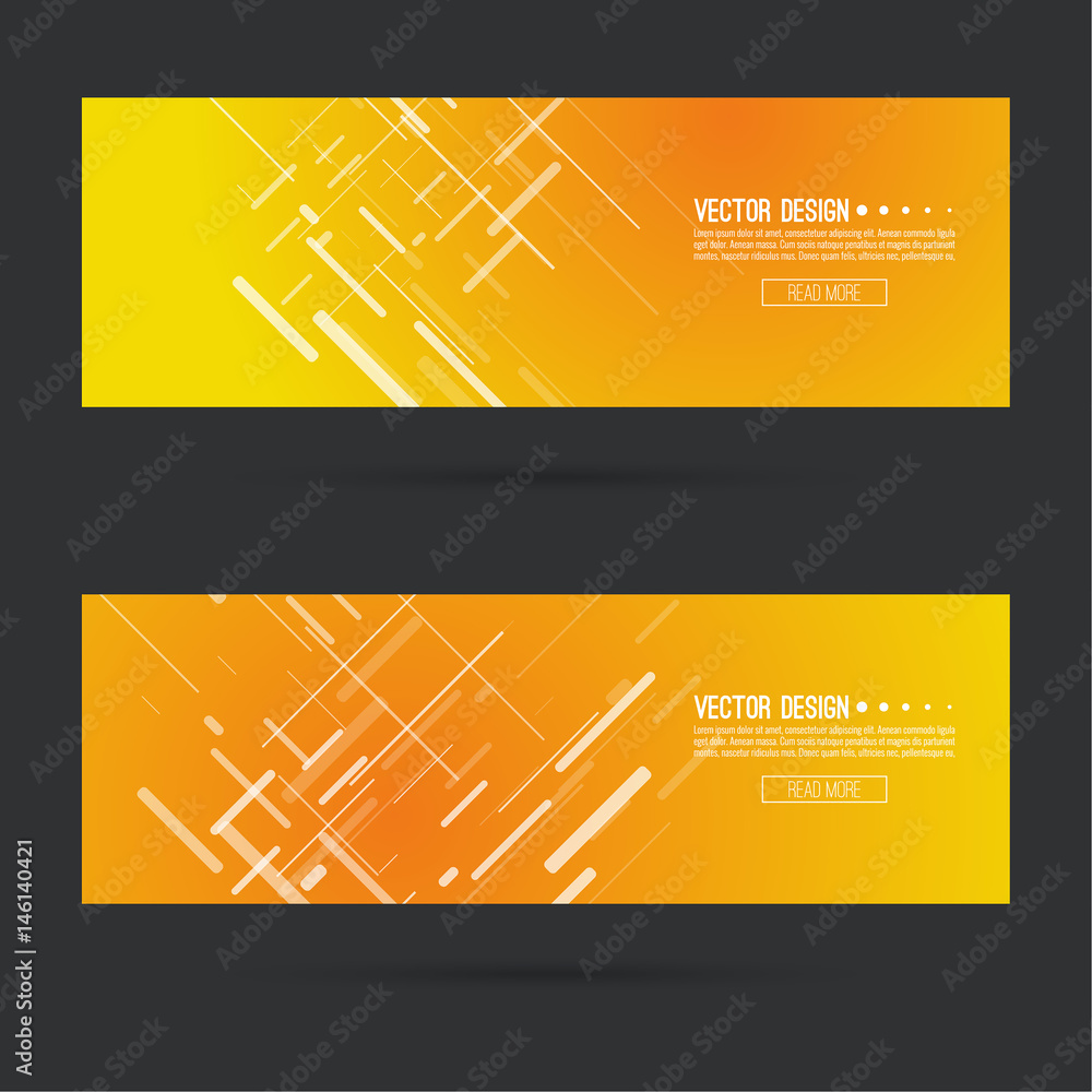 Abstract gold header with glowing dynamic diagonal lines. Set ...