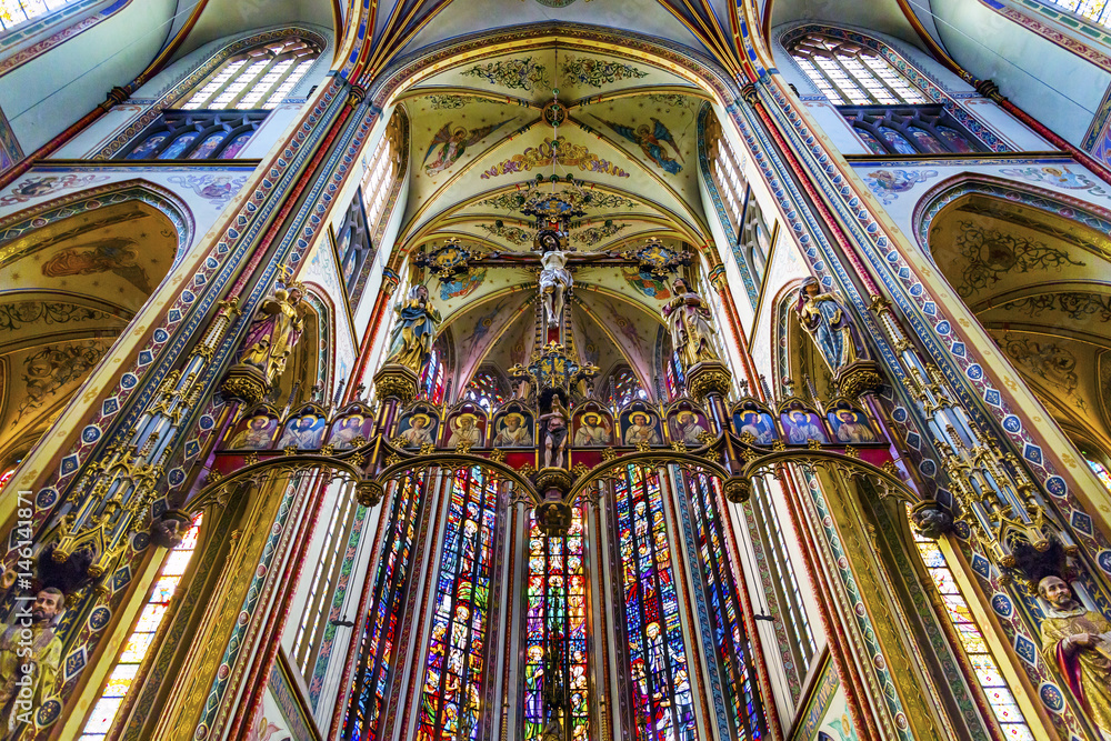 Basilica Christ Crucifix Stained Glass De Krijtberg Church Amsterdam Netherlands Stock Photo ...
