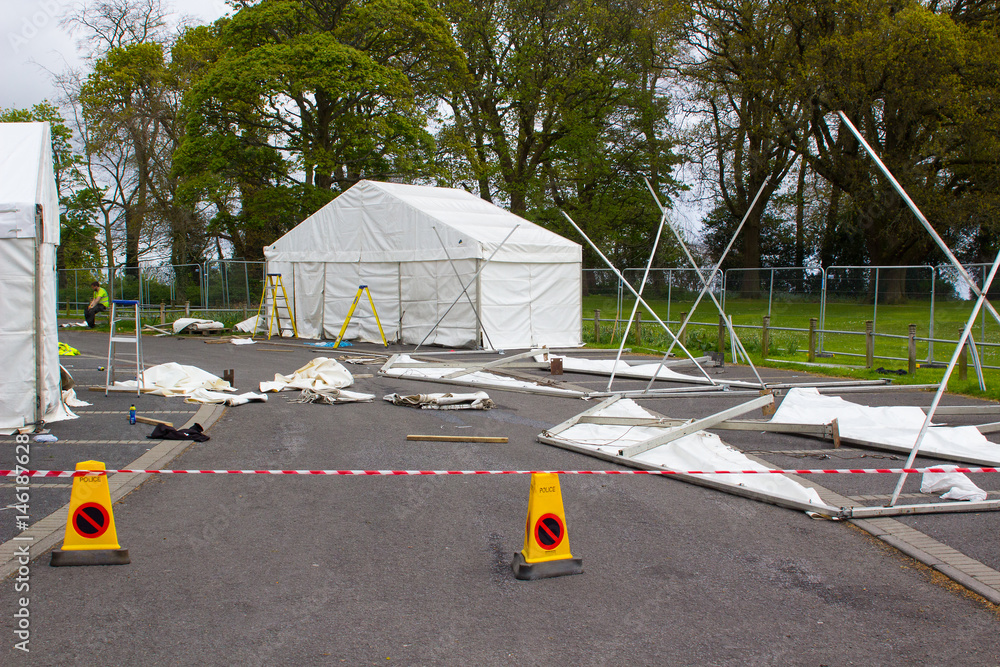 Marquees being erected as part in preparation for the annual Belfast ...