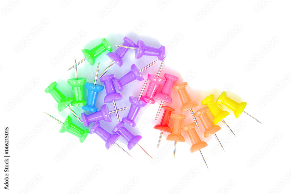 colorful paper pins isolated on white background Stock Photo | Adobe Stock