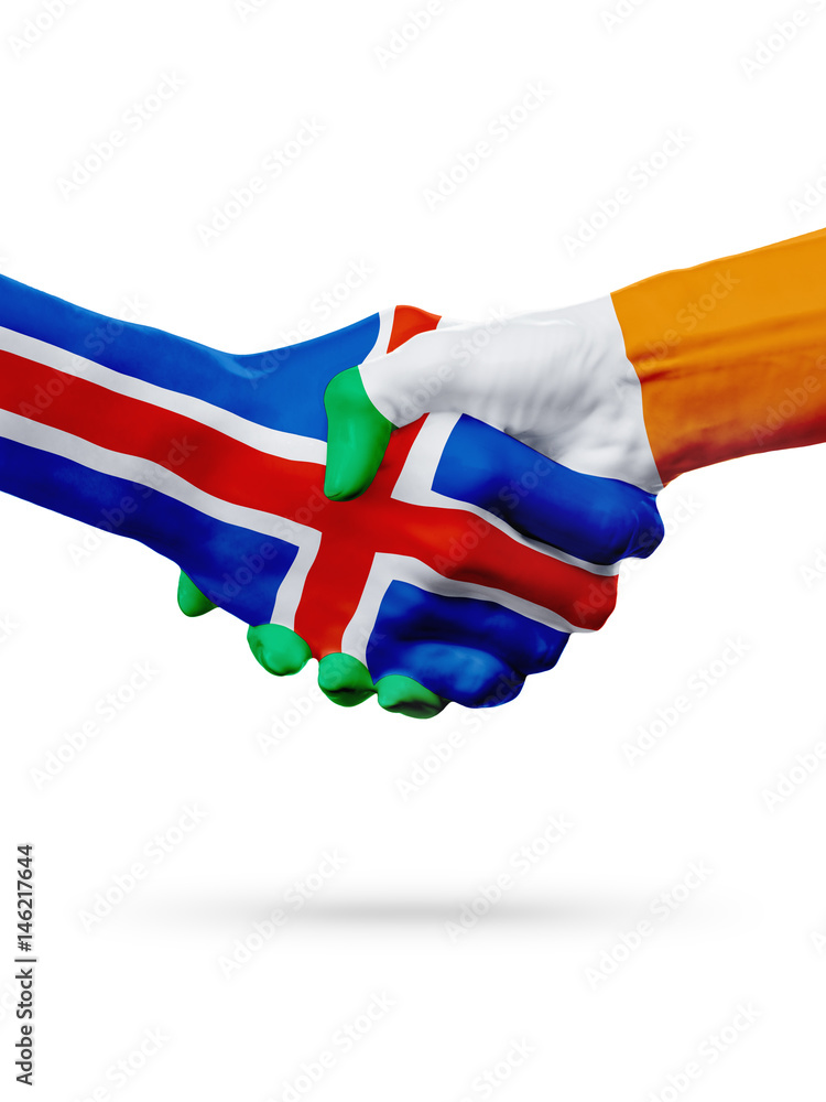 Photo & Art Print Flags countries, partnership friendship handshake ...