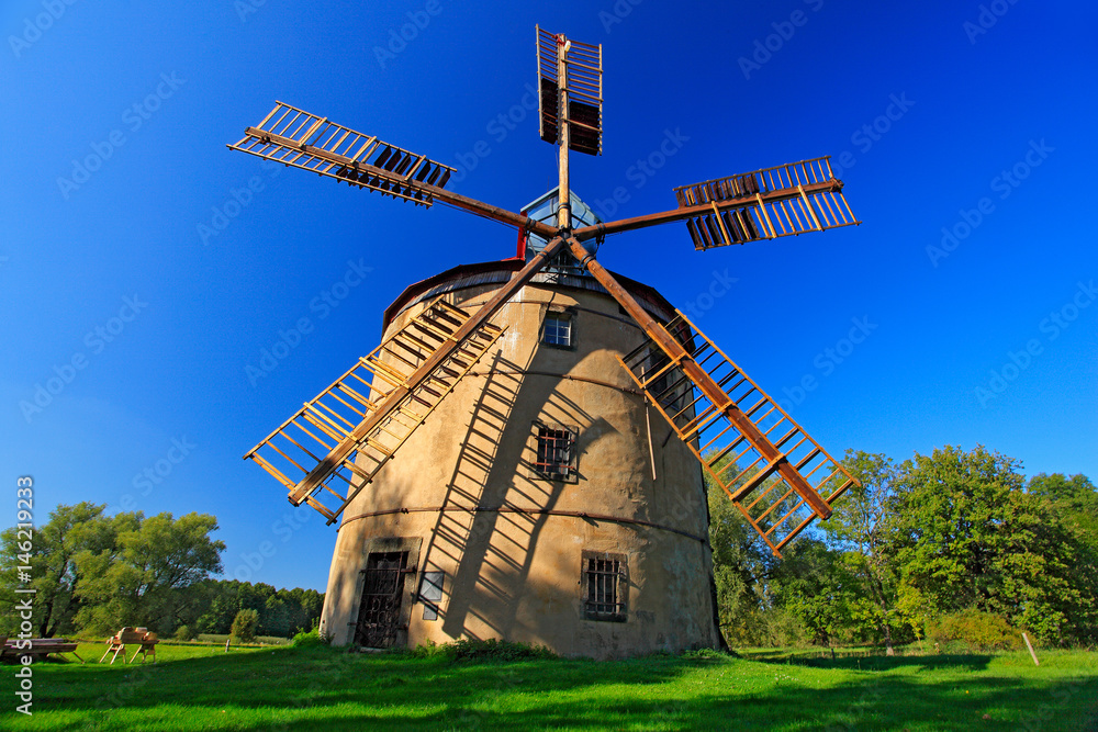 historical windmill Svetlik near town Krasna Lipa, Czech Republic ...