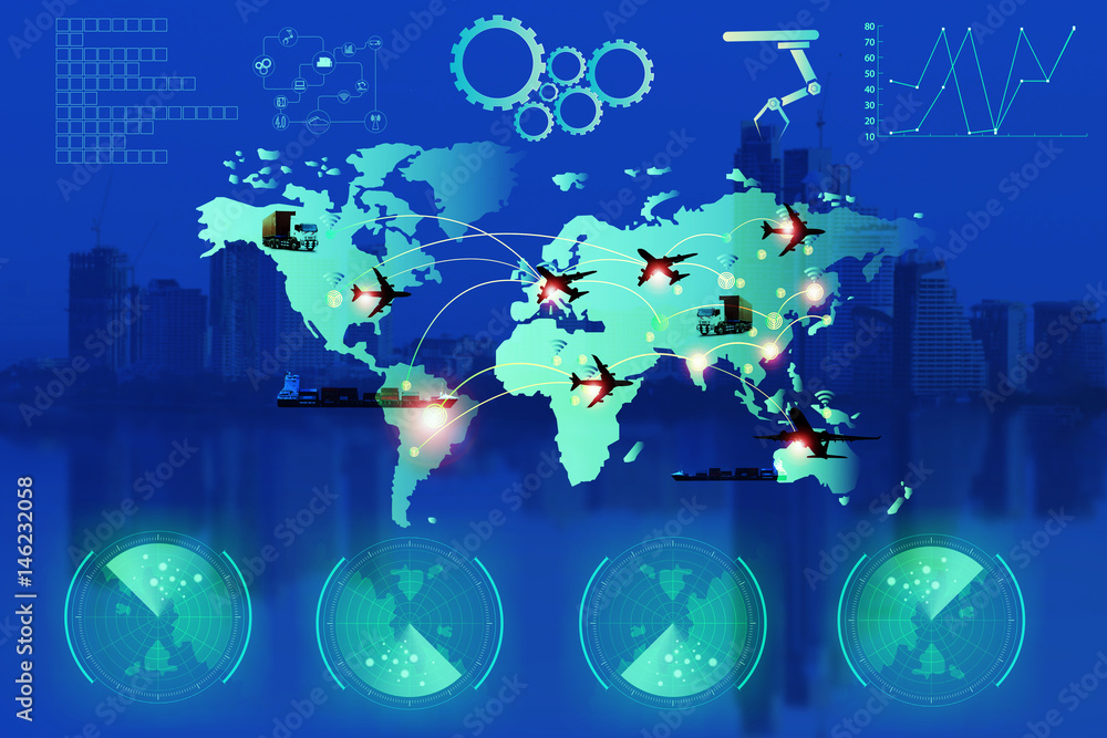 Map global logistics partnership connection of Container Cargo freight ...