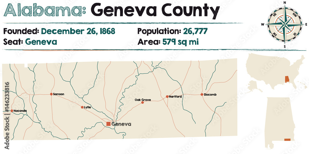 Fototapeta mapa świata dla dzieci Large and detailed map of Geneva ...