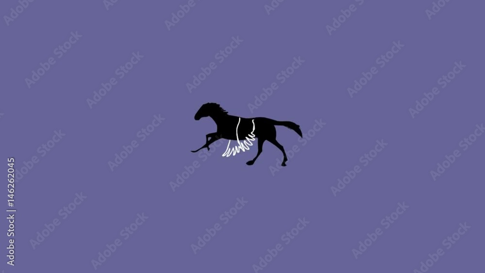 Pegasus Mythological Flying Horse, Seamless loop, hand drawn 2D ...
