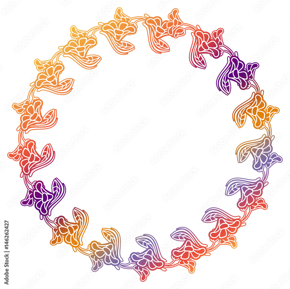 Beautiful round gradient frame. Color silhouette frame for ...