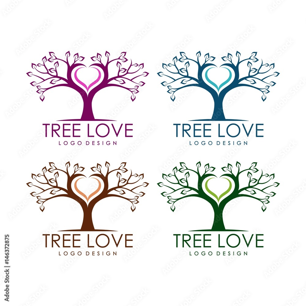 Love Tree Design Logo template Stock Vector | Adobe Stock