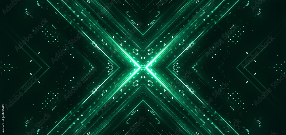 Green hi-tech user interface. Digital global speed technology concept ...