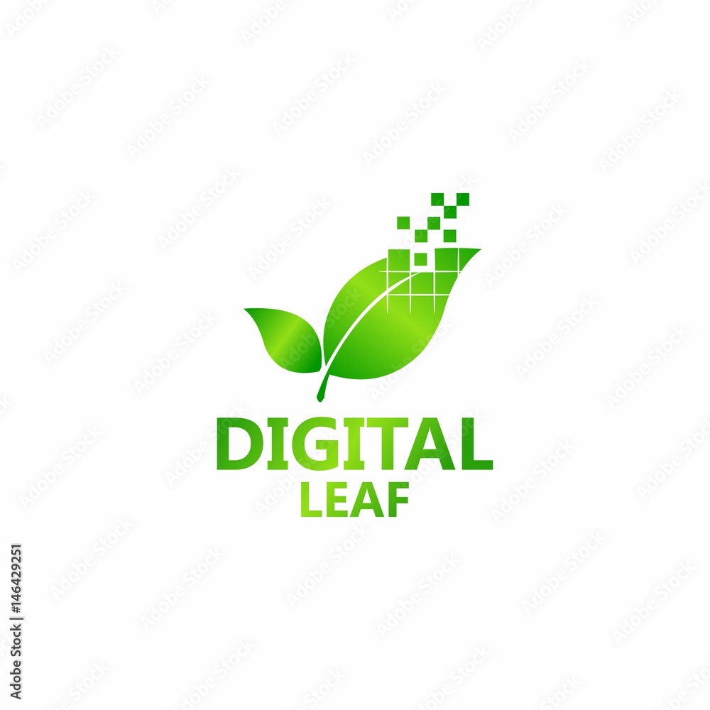 Digital Leaf Logo Template Stock Vector | Adobe Stock