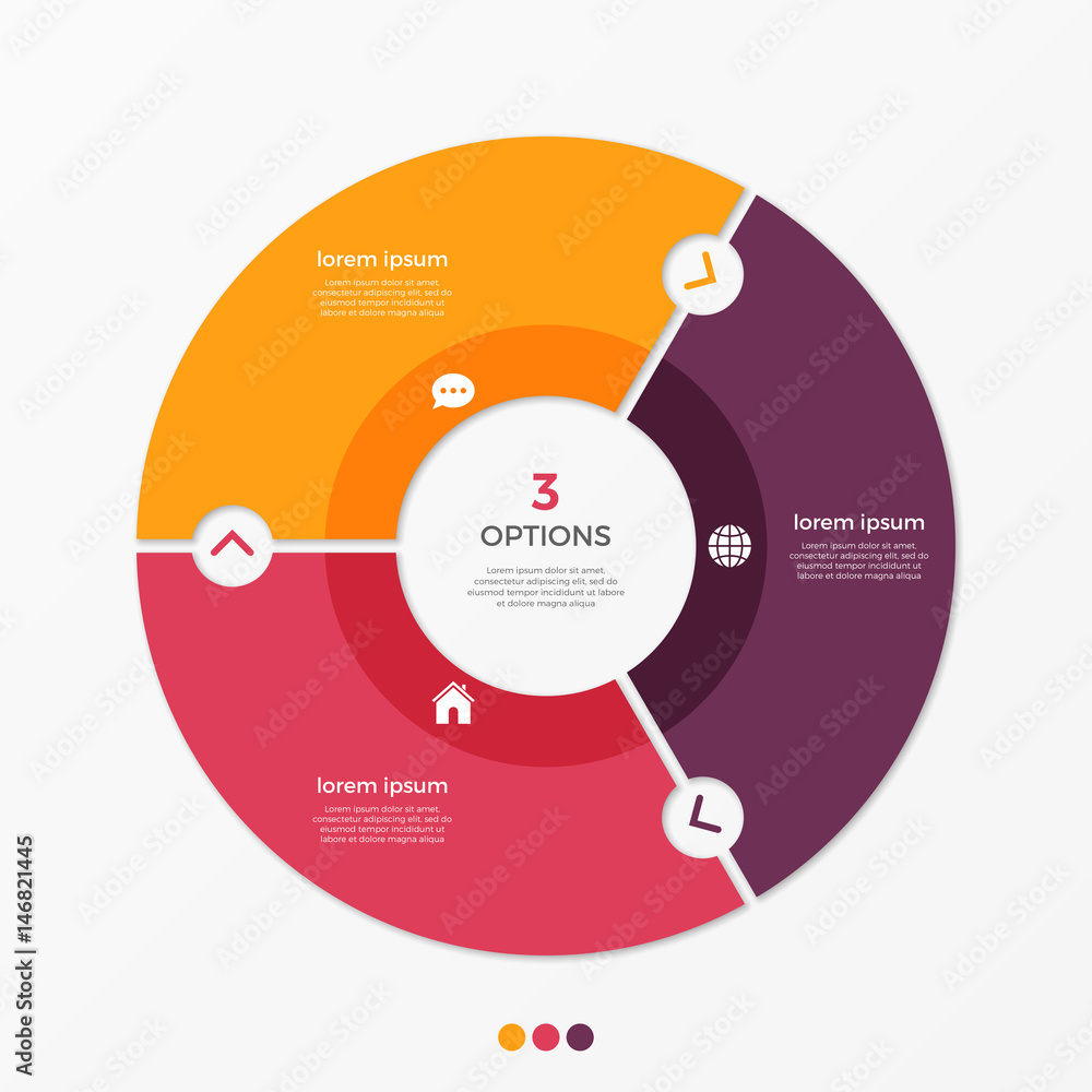 Circle chart infographic template with 3 options. Stock Vector | Adobe ...