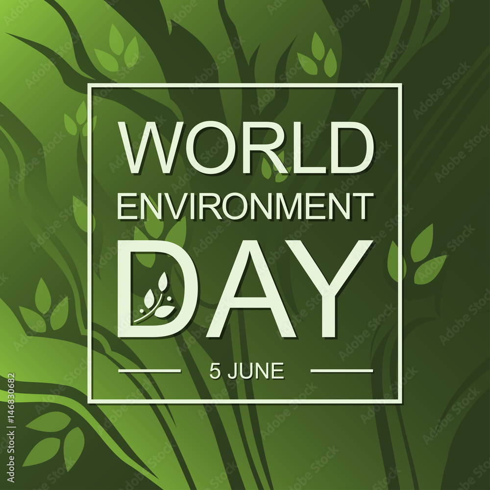 World Environment Day card or background with tree abd leaves. Stock ...