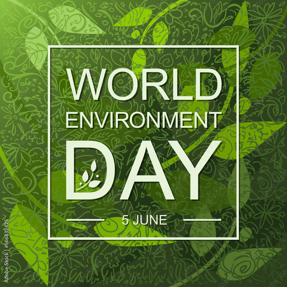 World Environment Day card or background with tree abd leaves. Stock ...
