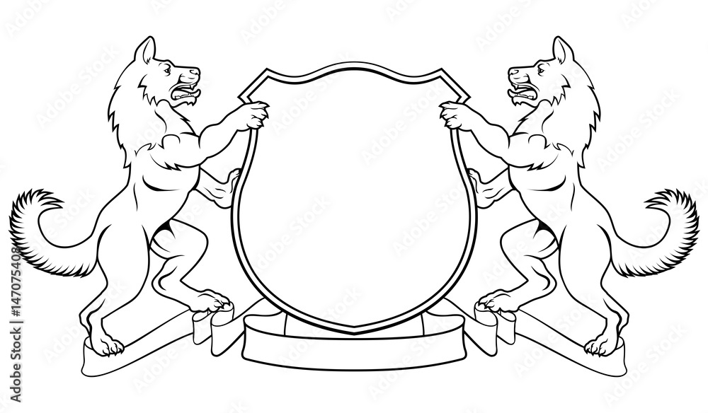 Dogs Crest Coat of Arms Heraldic Shield Stock Vector | Adobe Stock