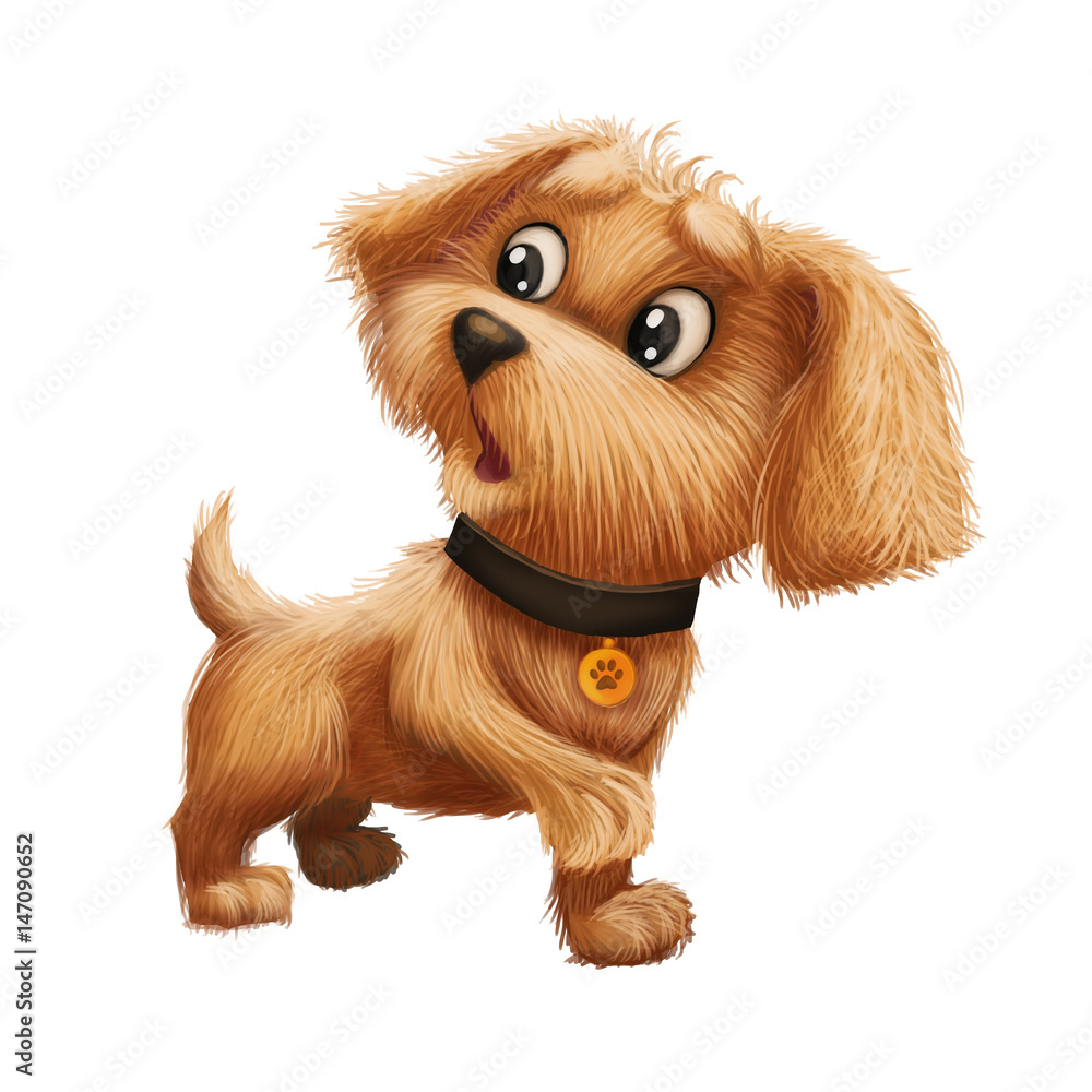 Cute Little Furry Puppy - Cartoon Animal Character Concerned and Scared ...
