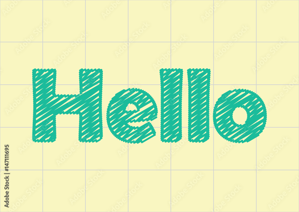 hello word in the notebook paper, scratch Stock Vector | Adobe Stock