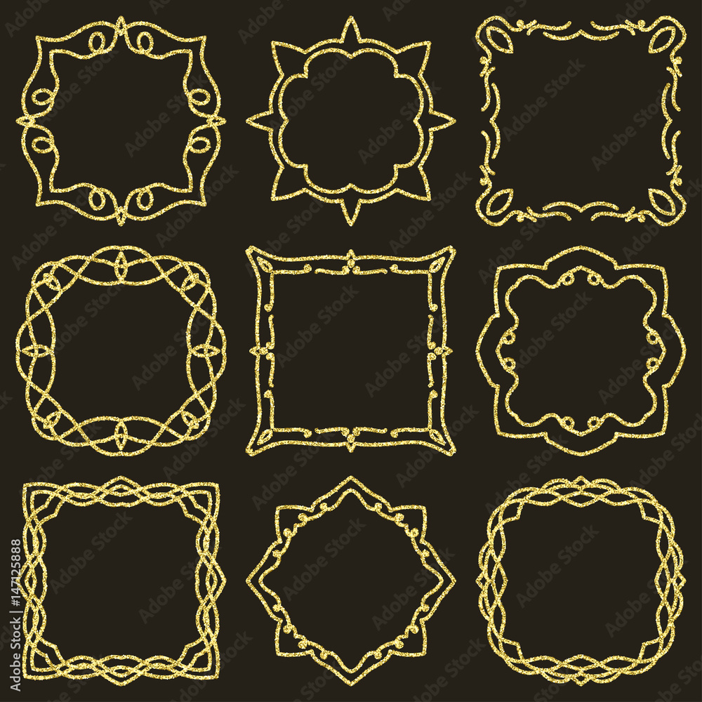 Doodle set hand drawn element for frames, logo, yoga, ethnic design ...