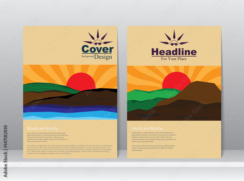 Book Cover Mountain Landscape Background Stock Vector | Adobe Stock