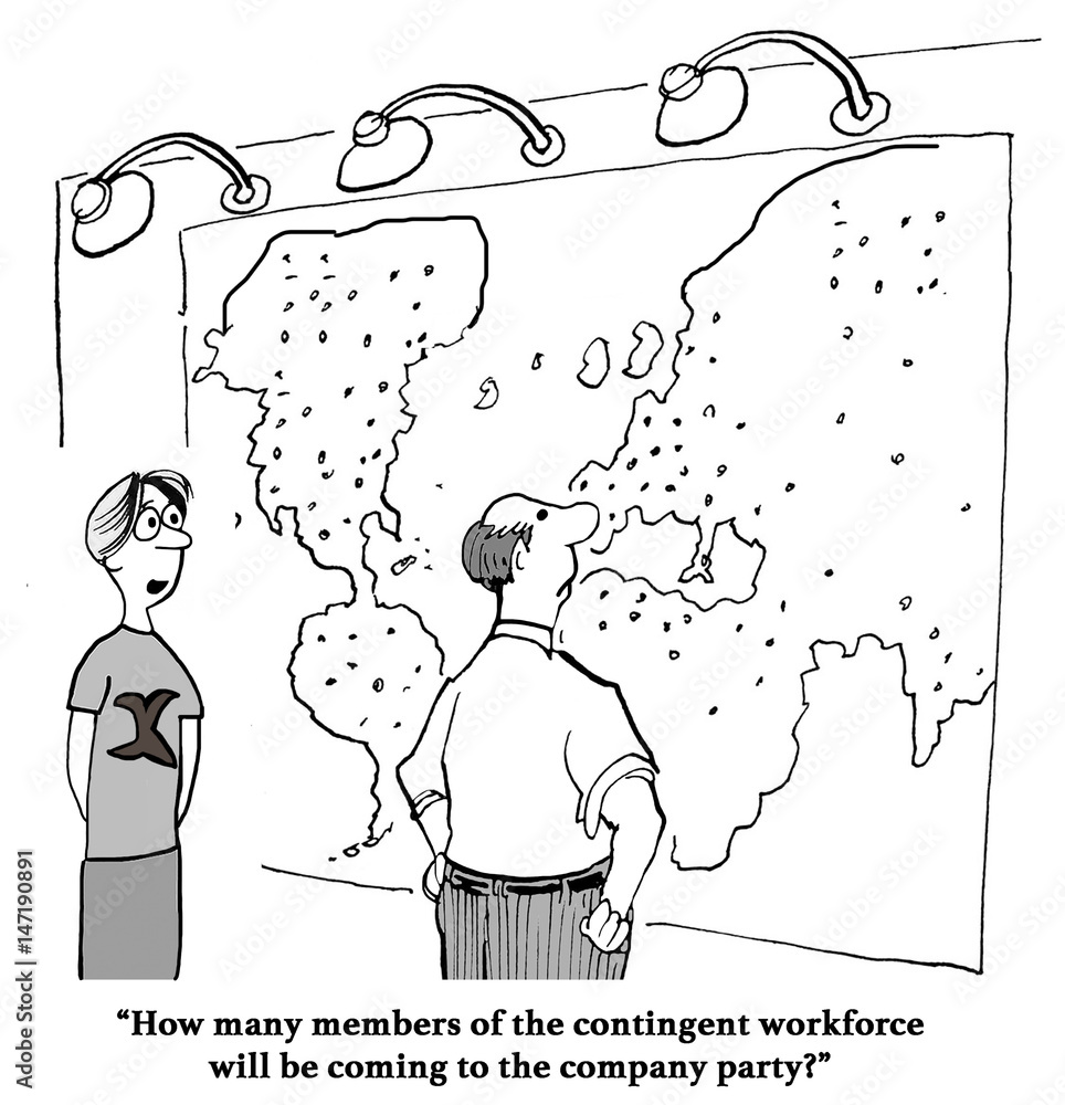 Business cartoon about a worldwide contingent workforce - how many are ...
