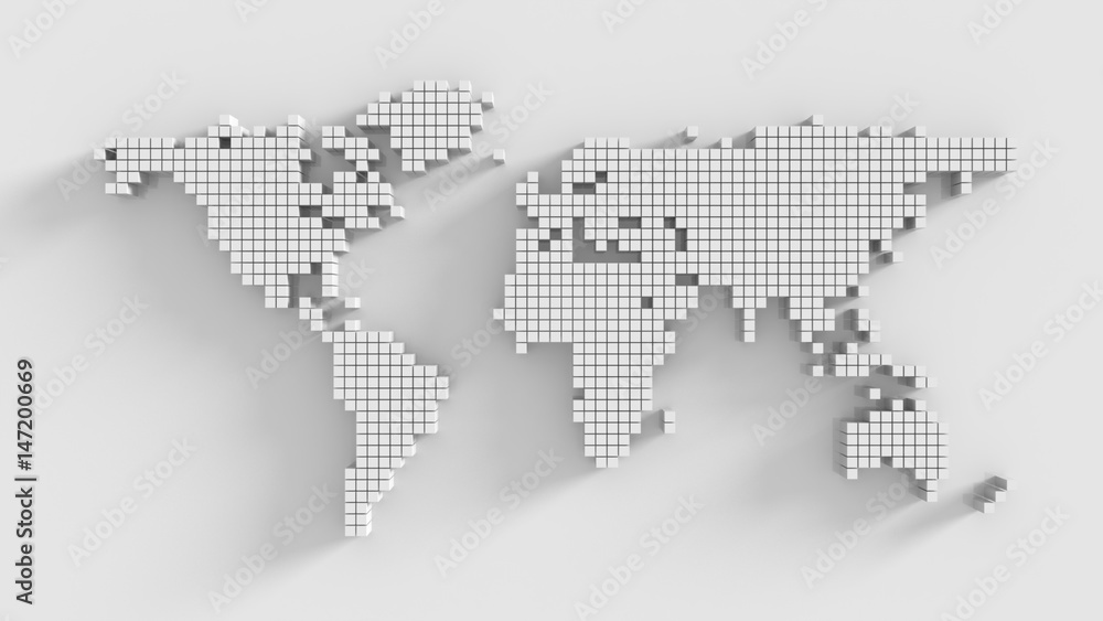 Modern world map,world map made by cube box,abstract world map.3D ...
