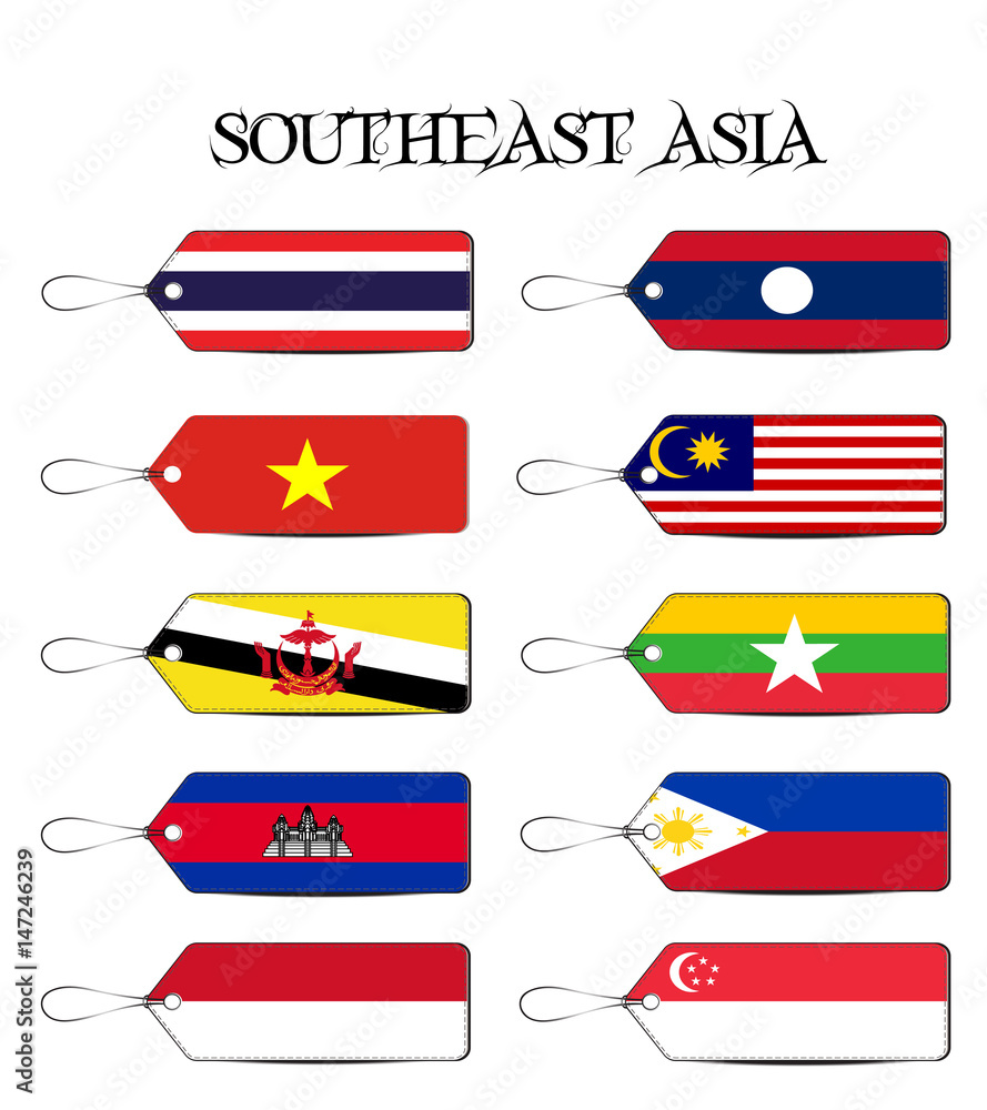 Flag Lable of Southeast asia country Stock Vector | Adobe Stock