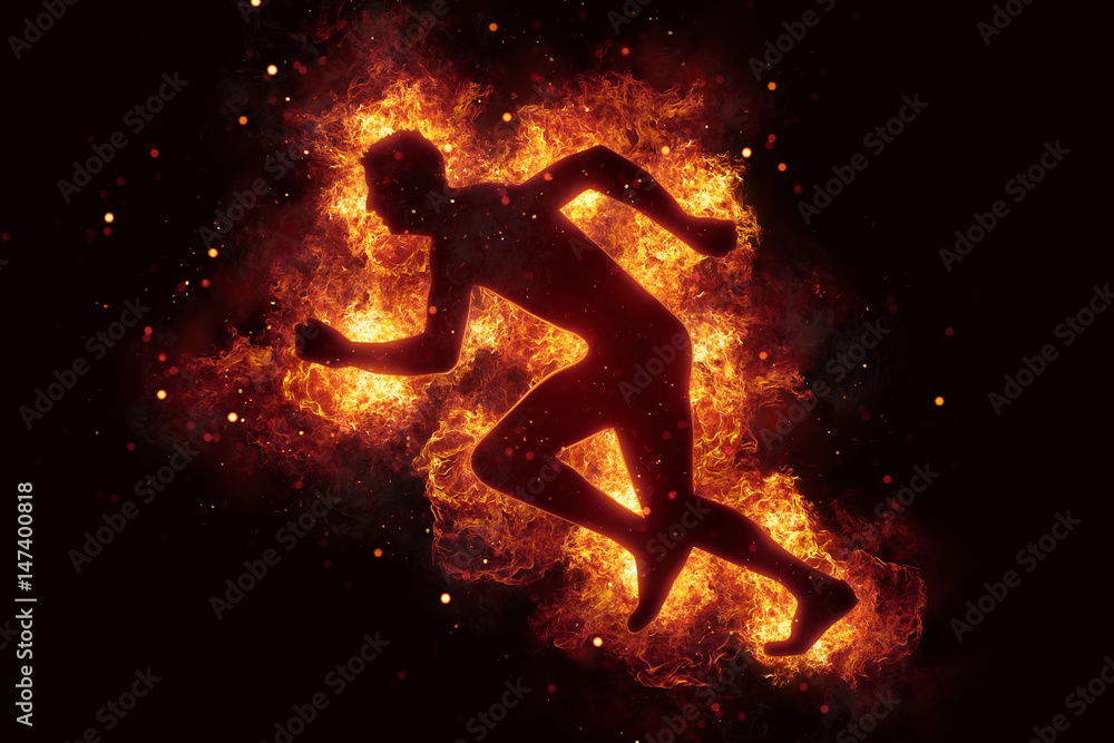 Running man in flame fire burning sport Stock-Illustration | Adobe Stock