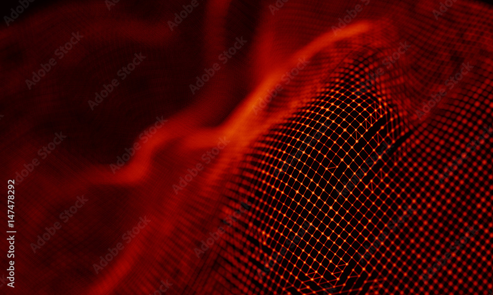 Abstract Red Geometrical Background . Connection structure. Science ...