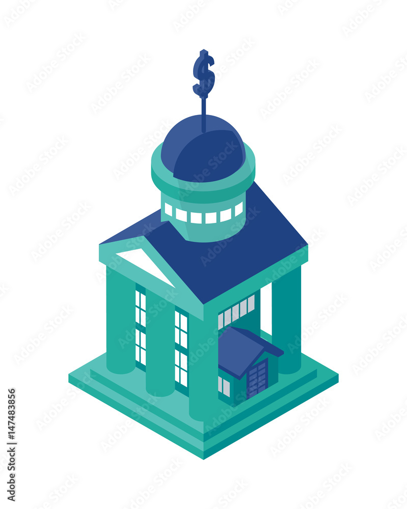 Isometric Bank Building Object or Icon - Element for Tileset Map ...