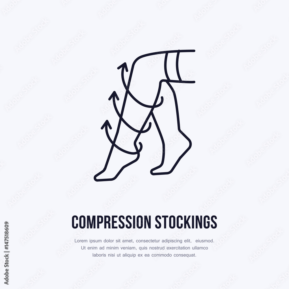 Compression stockings icon, line logo. Flat sign for surgery ...