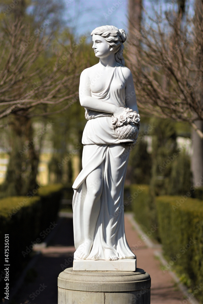 Classic white marble statue of Demeter, the goddess of harvest Stock ...