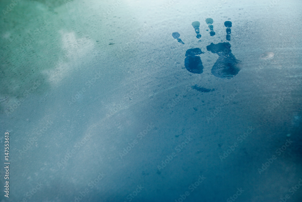 Handprint on car window Stock Photo | Adobe Stock