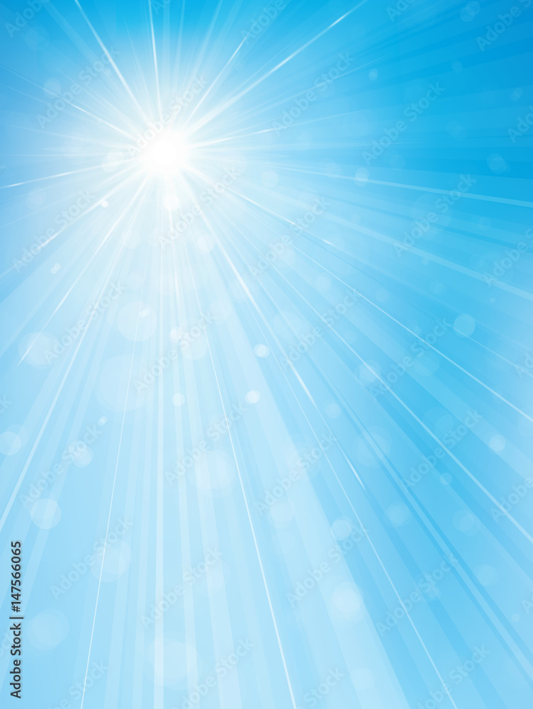 Vector sun shine blue sky background. Stock Vector | Adobe Stock