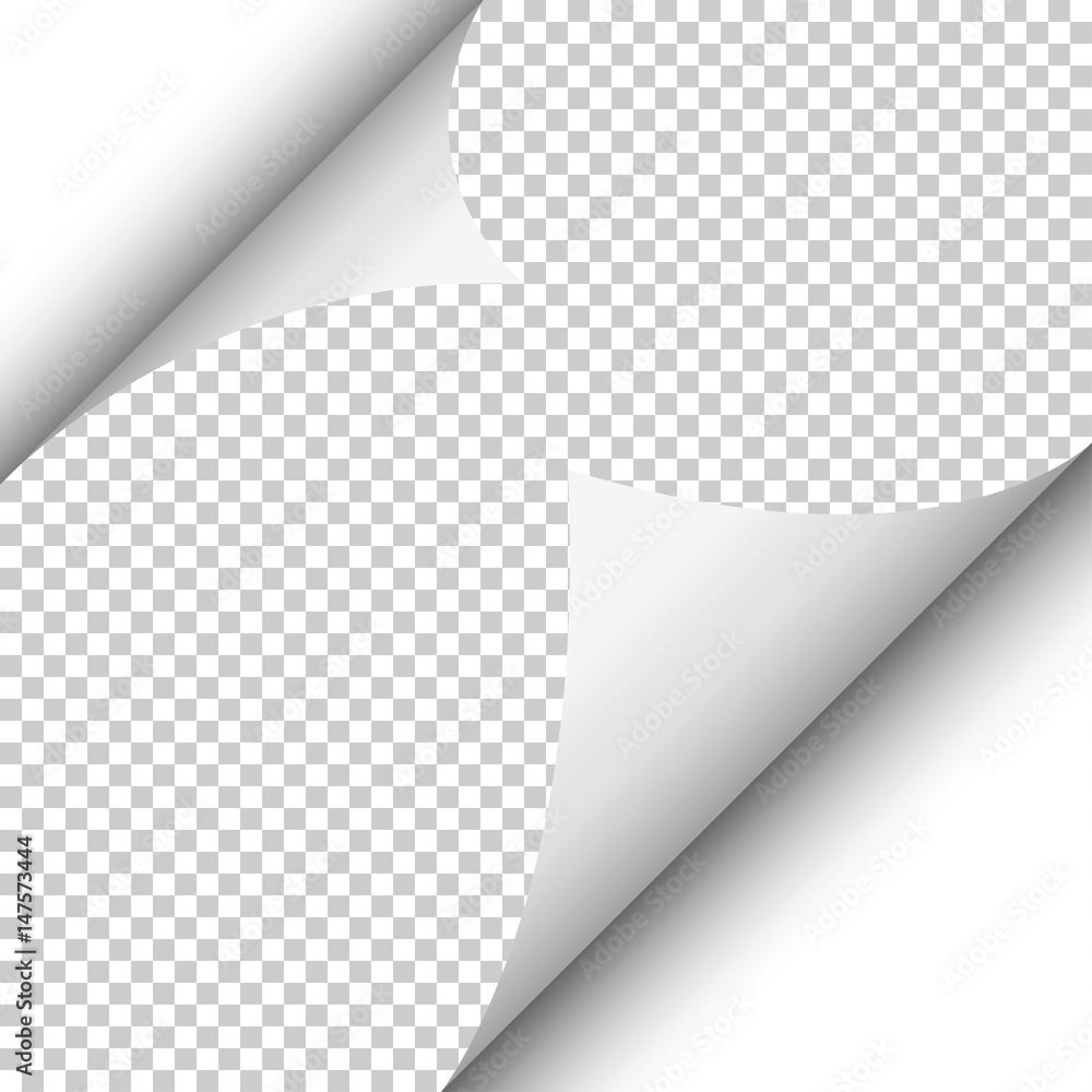 Realistic curled corner and shadow on transparent background Stock ...