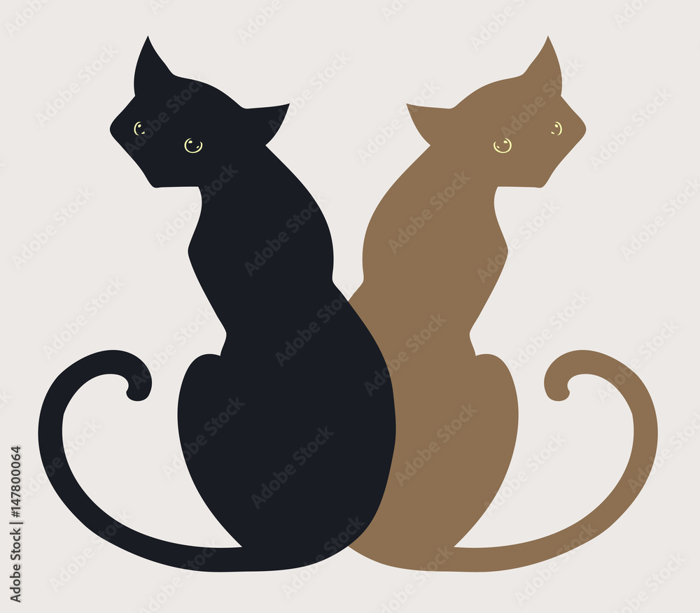 Cartoon illustration of two cats sitting together Stock Illustration ...