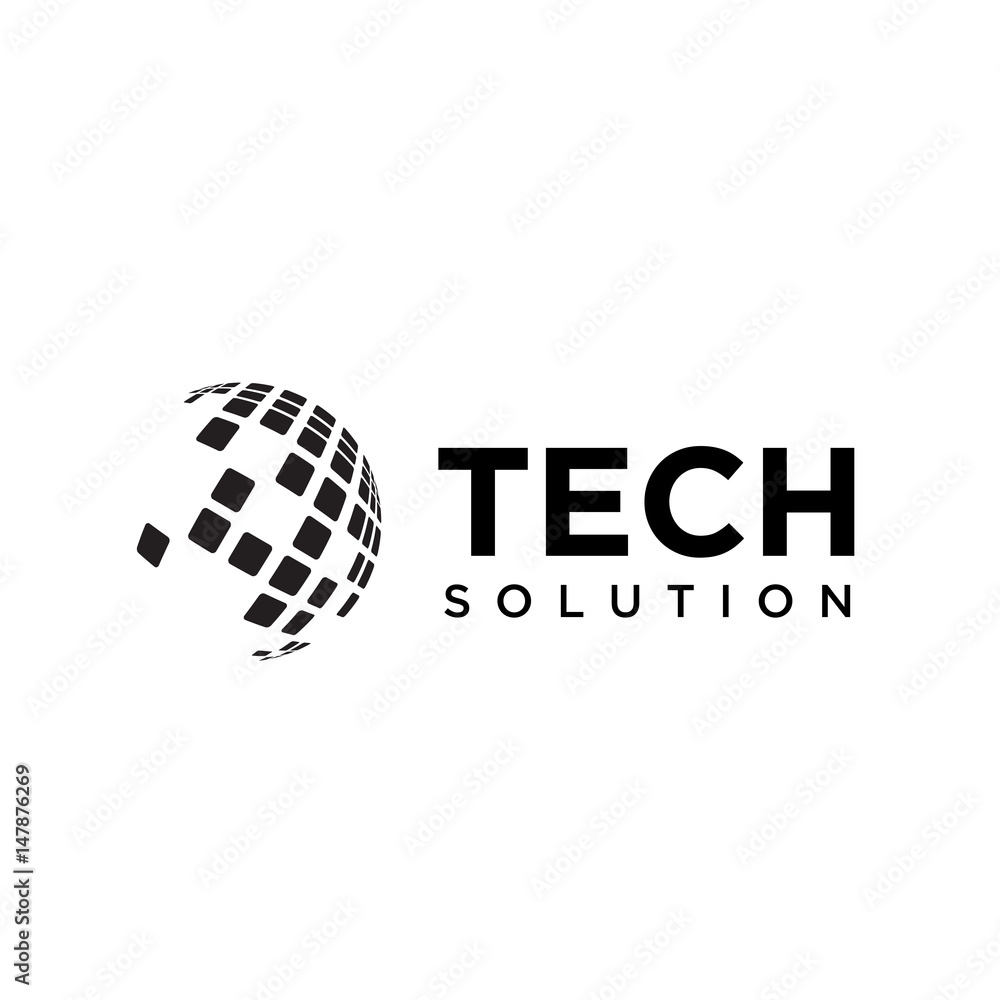 black white tech logo Stock Vector | Adobe Stock