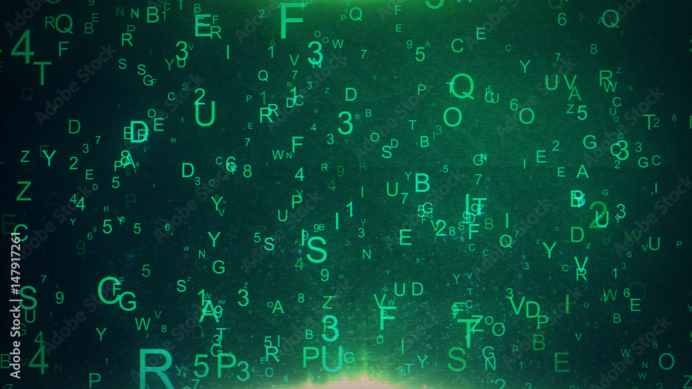 Alphabet Letters And Numbers Randomly Thrown In Space Creating An ...